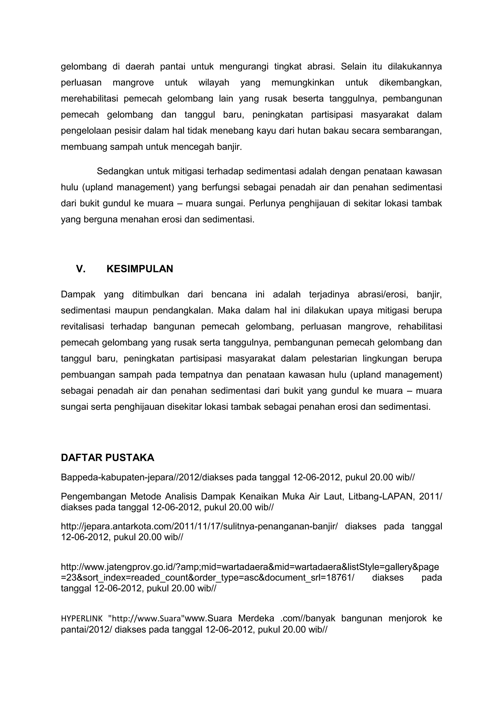 Laporan mitigasi bencana pesisir dan laut | DOCX