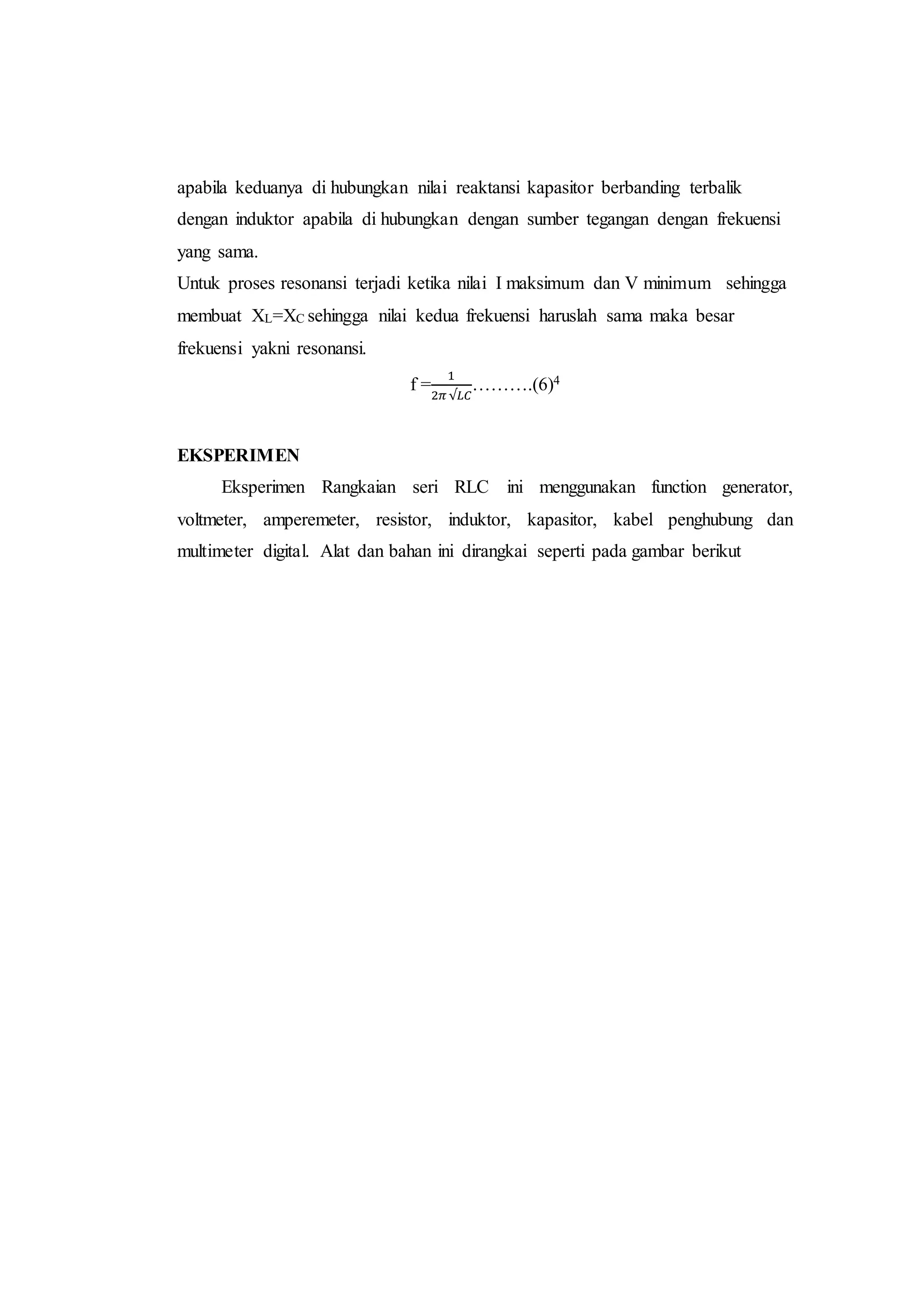 Laporan modul 7 (rangkaian seri rlc) | PDF