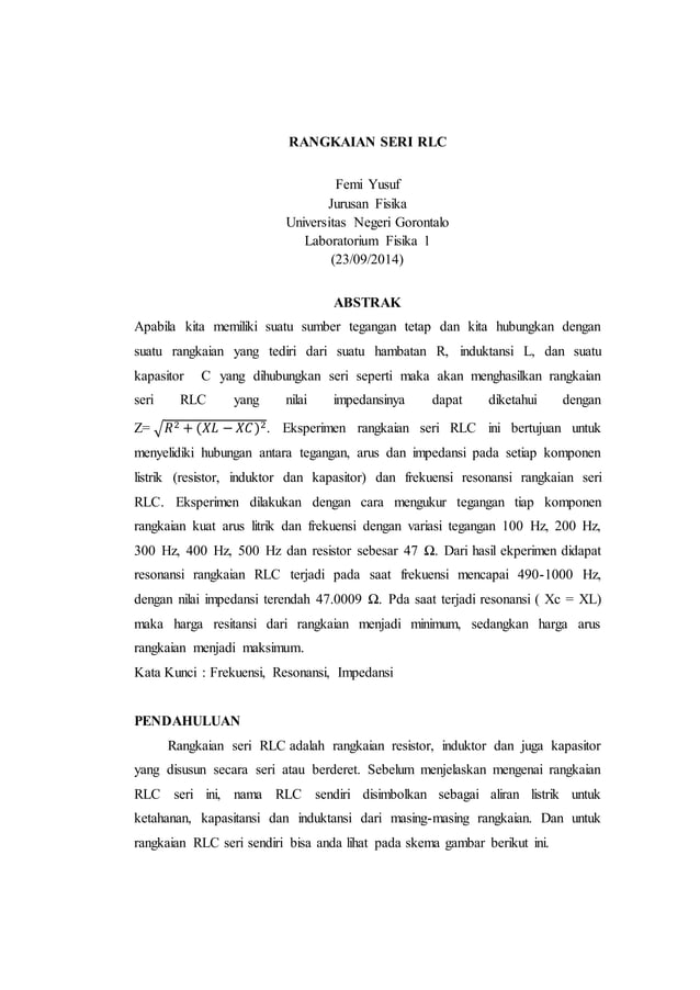 RLC Resonansi Frekuensi | PDF