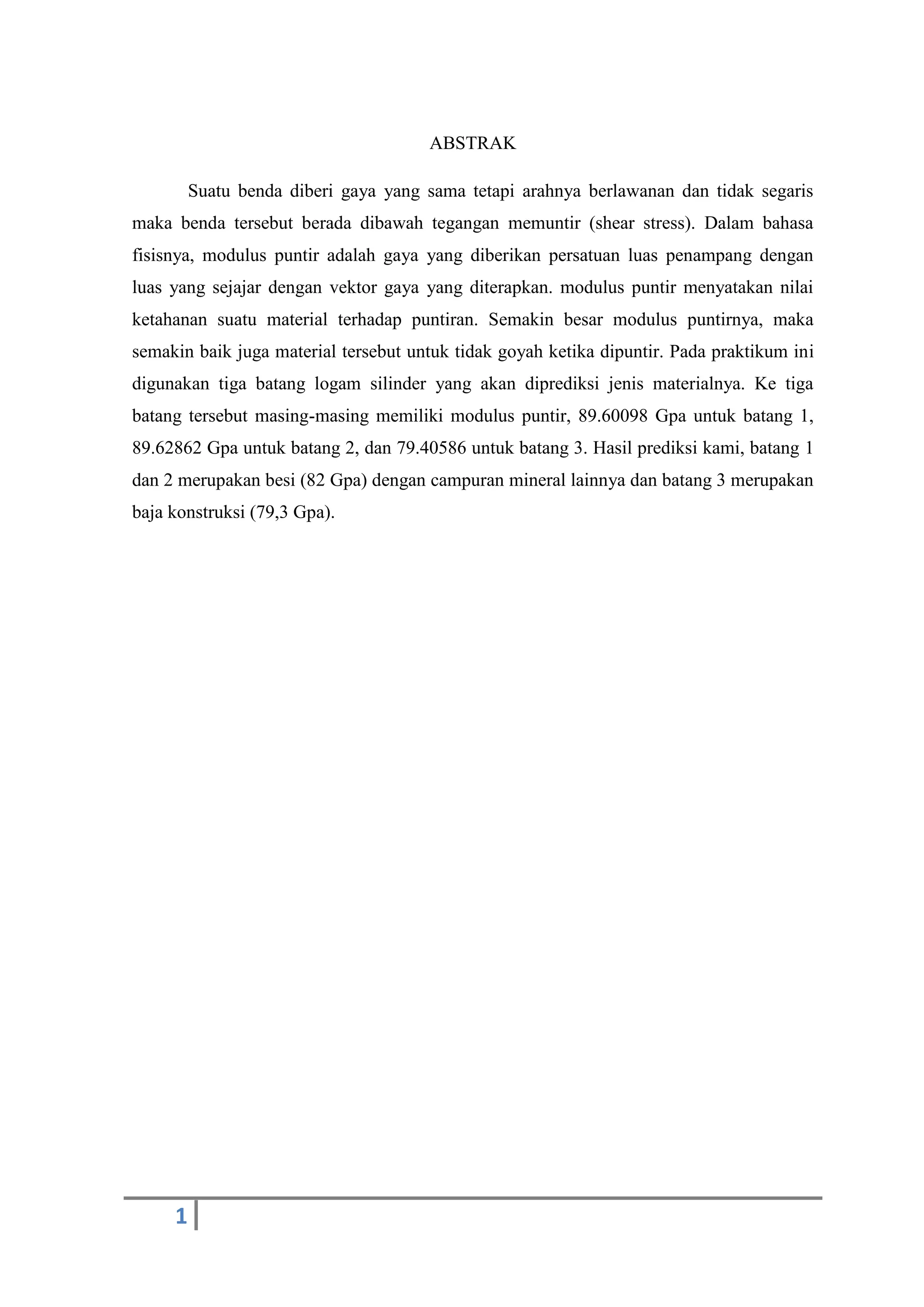 Laporan modulus puntir | PDF