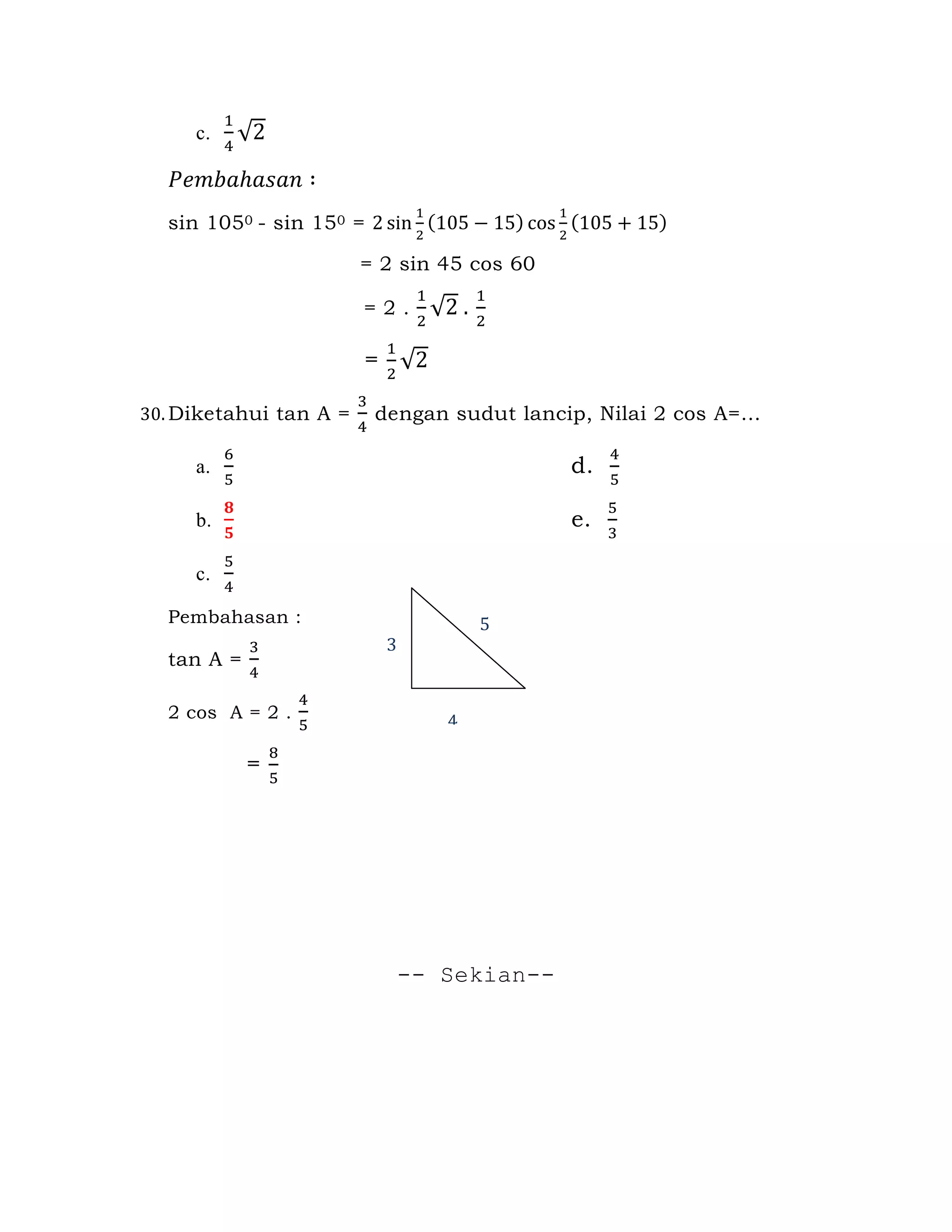 Latihan Soal Trigonometri Kelas Xi Pdf