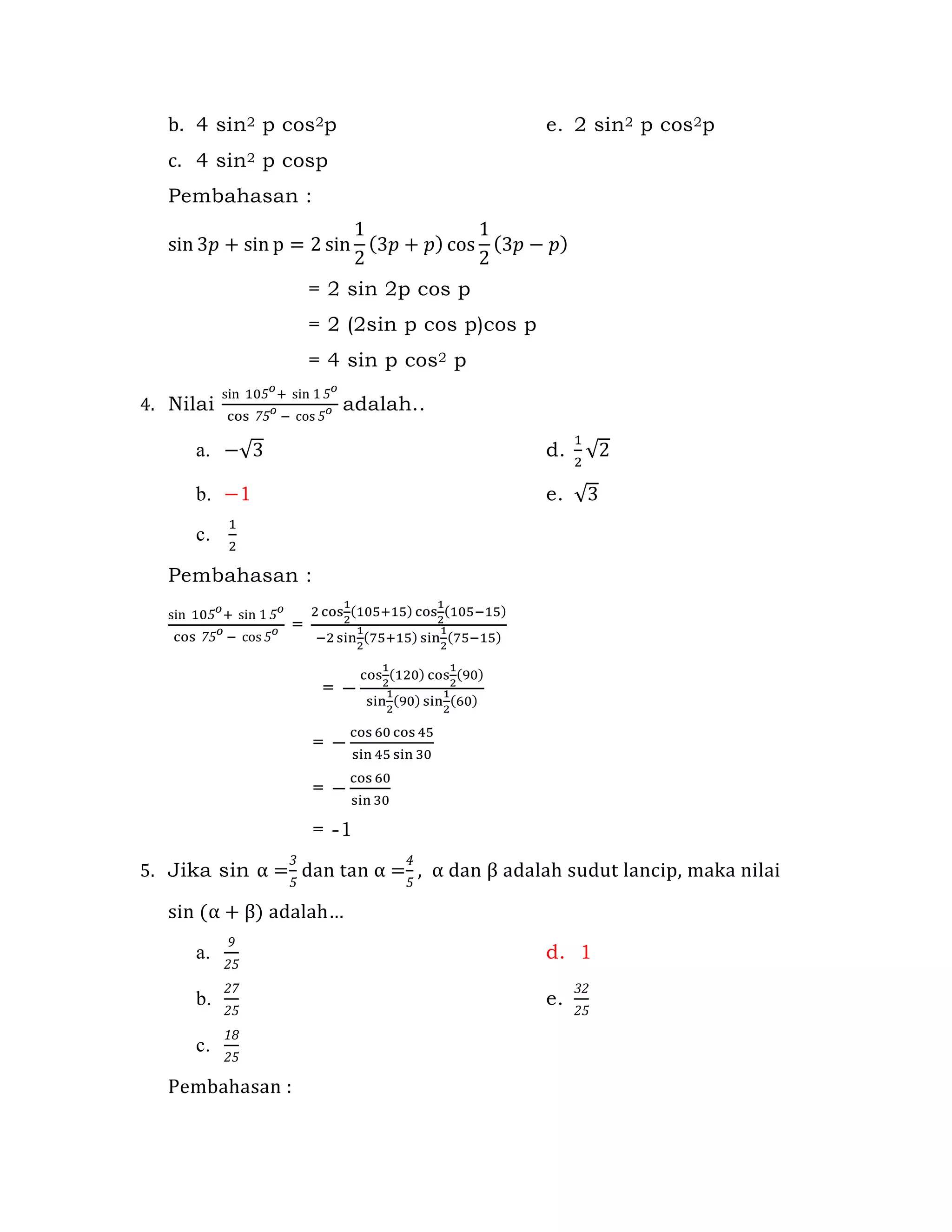 Latihan Soal Trigonometri Kelas XI | PDF