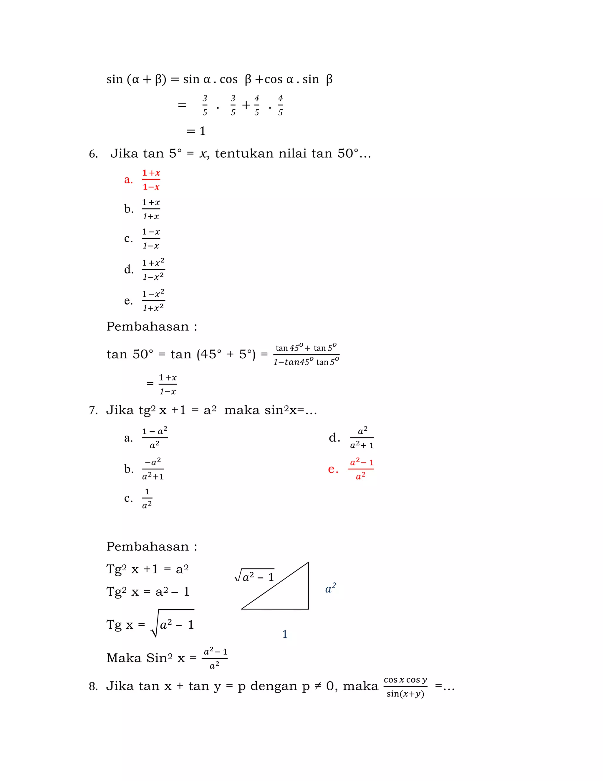 Latihan Soal Trigonometri Kelas XI | PDF