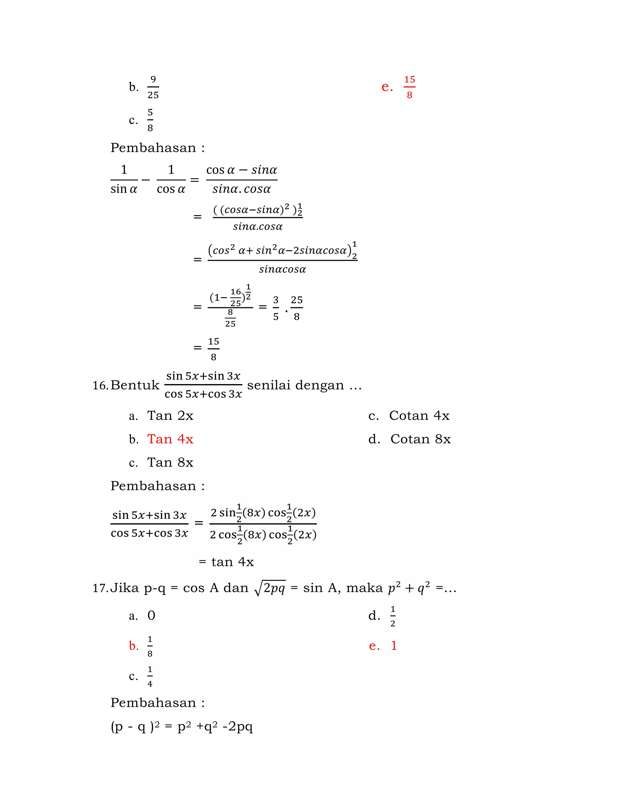 Latihan Soal Trigonometri Kelas Xi Pdf