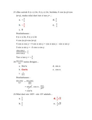 Latihan Soal Trigonometri Kelas XI | PDF