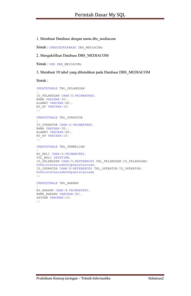 Laporan my sql | DOCX
