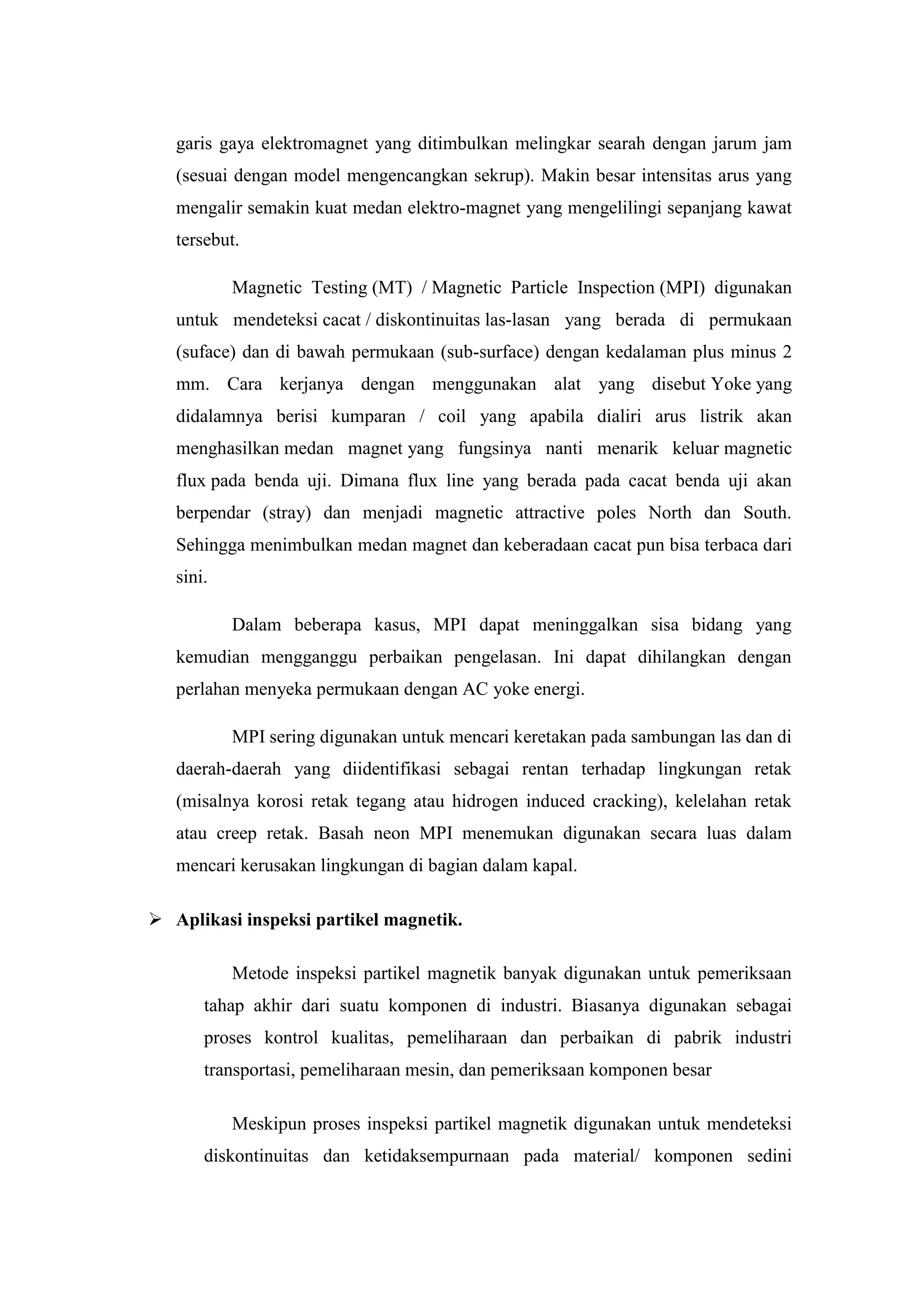 Laporan NDT, magnetic particle inspection (mpi) | PDF