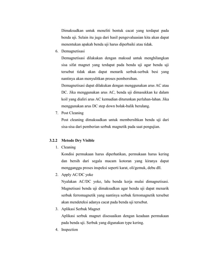 Laporan NDT, magnetic particle inspection (mpi) | PDF