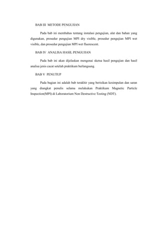 Laporan NDT, magnetic particle inspection (mpi) | PDF