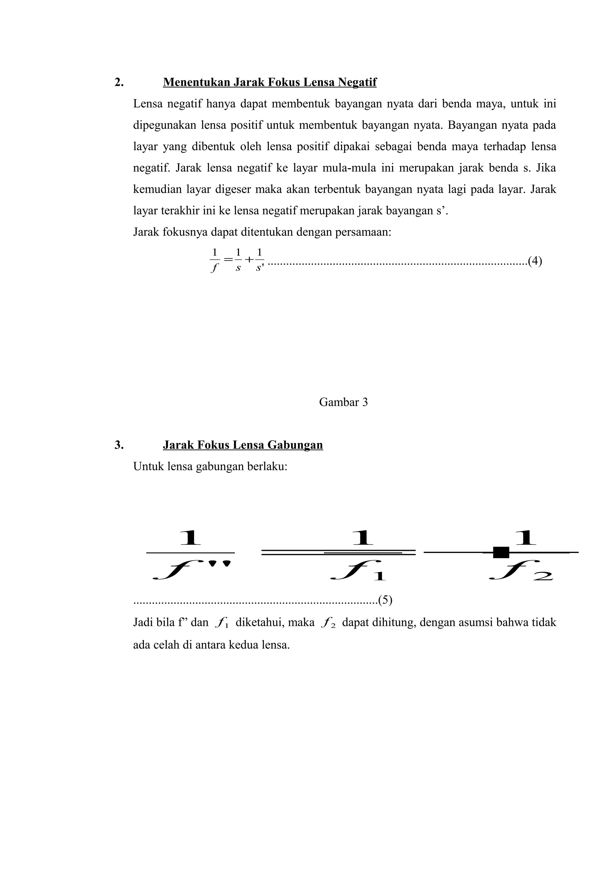 Laporan Rumus Rumus Lensa (O1) | DOC