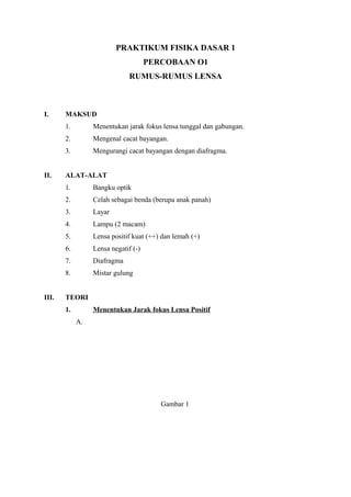 Laporan Rumus Rumus Lensa (O1) | DOC