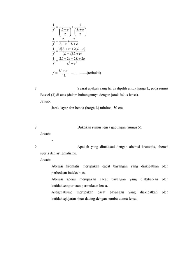 Laporan Rumus Rumus Lensa (O1) | DOC