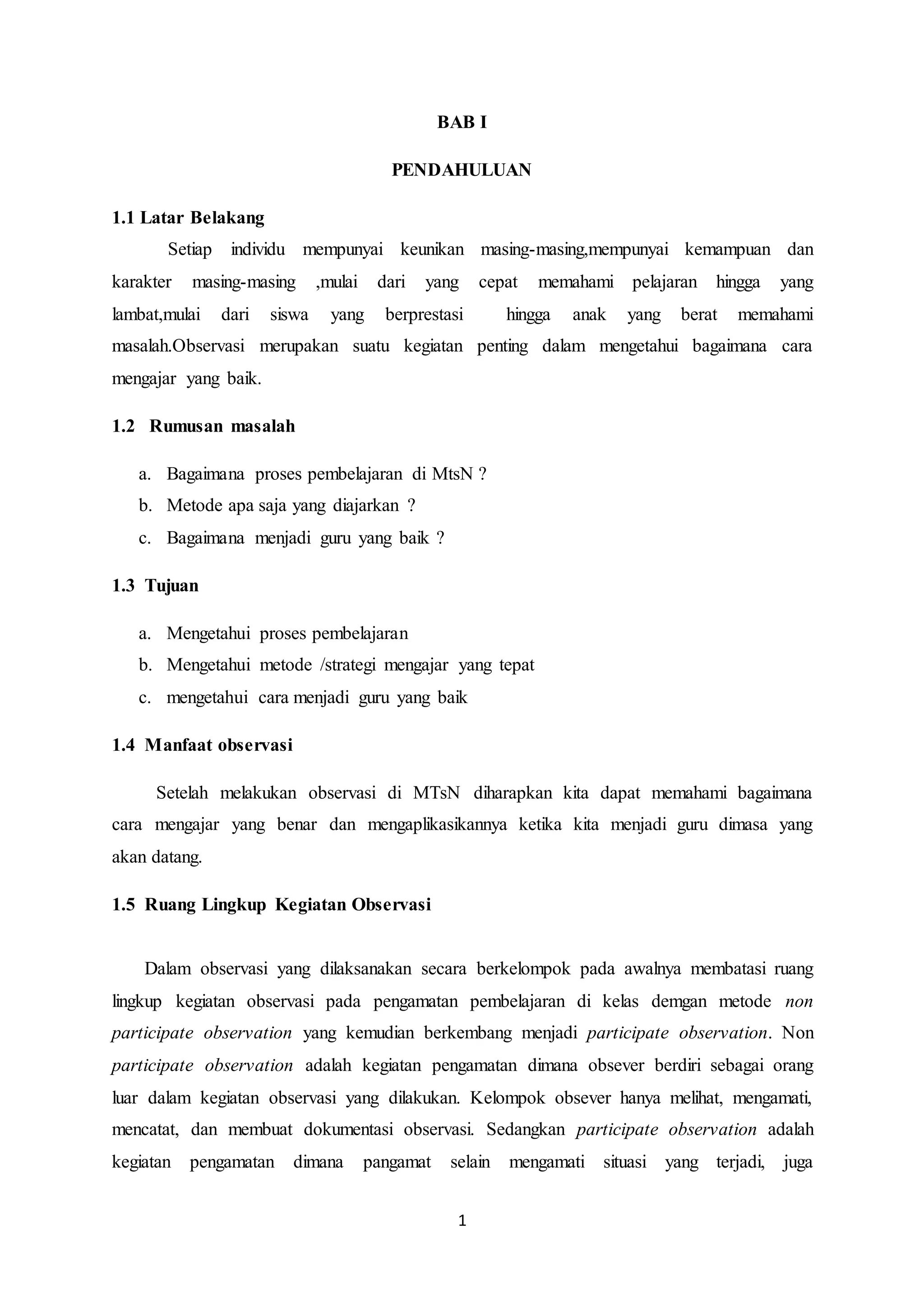 Laporan observasi | DOCX