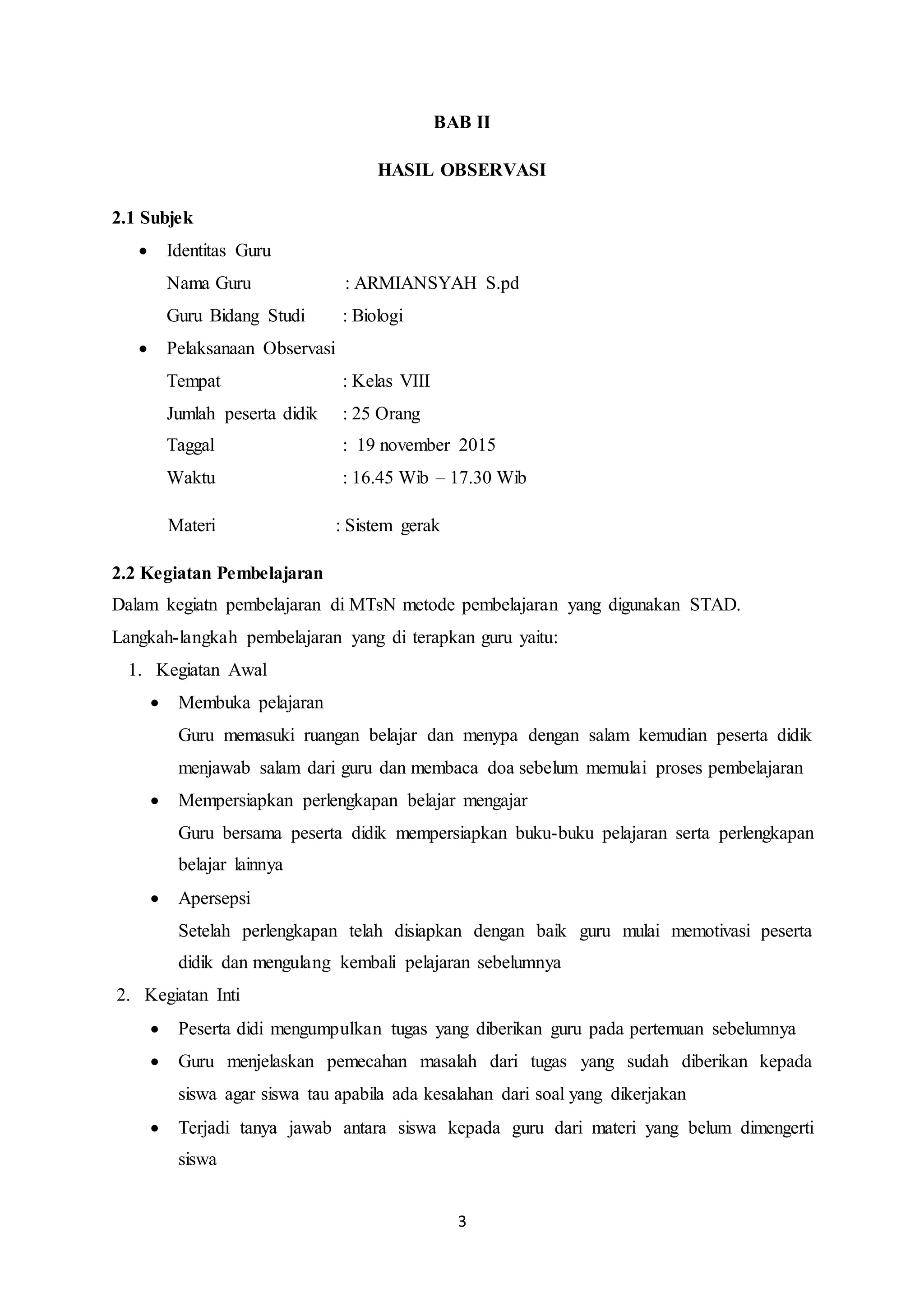 Laporan observasi | DOCX