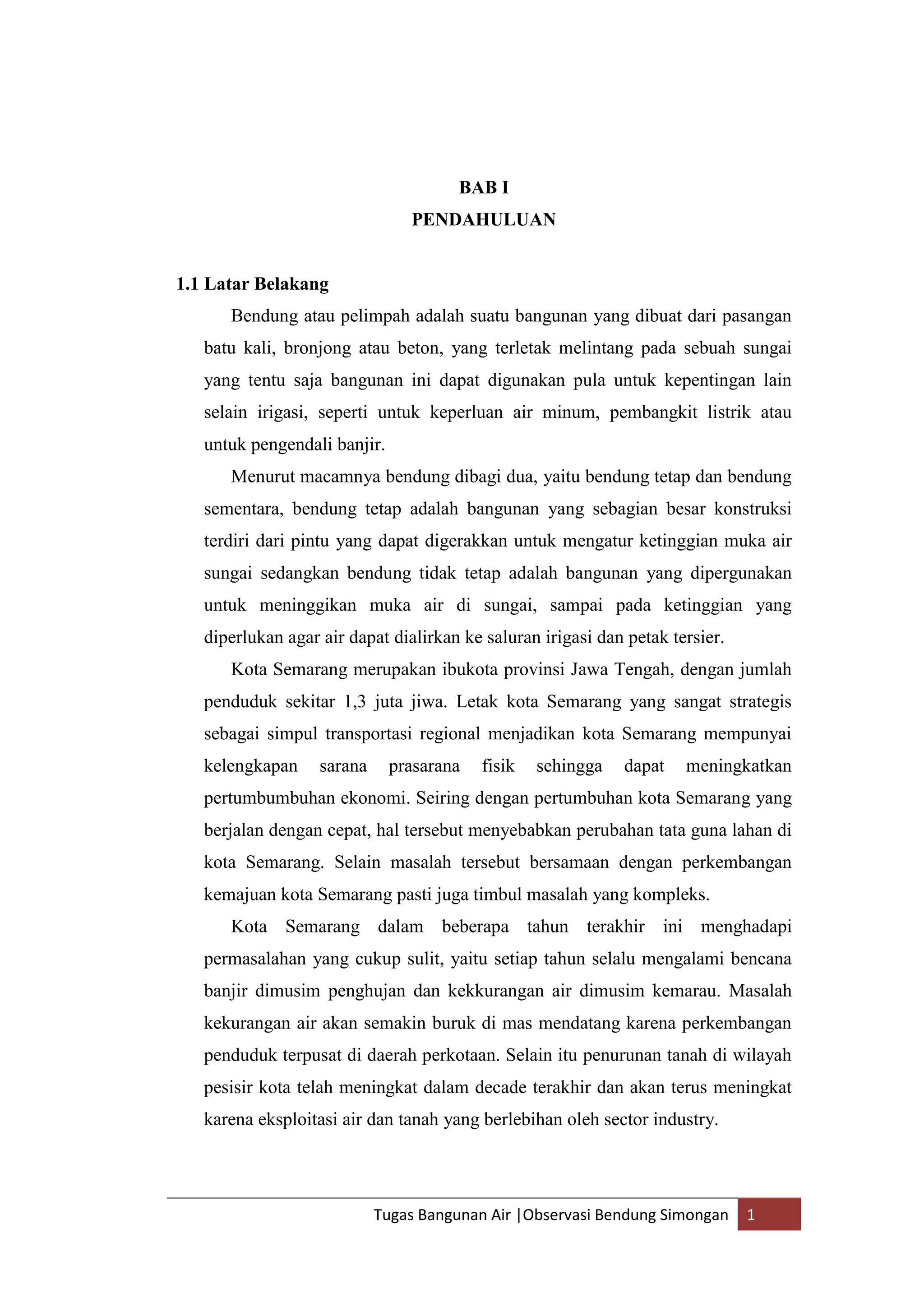 Laporan observasi bendung simongan | PDF