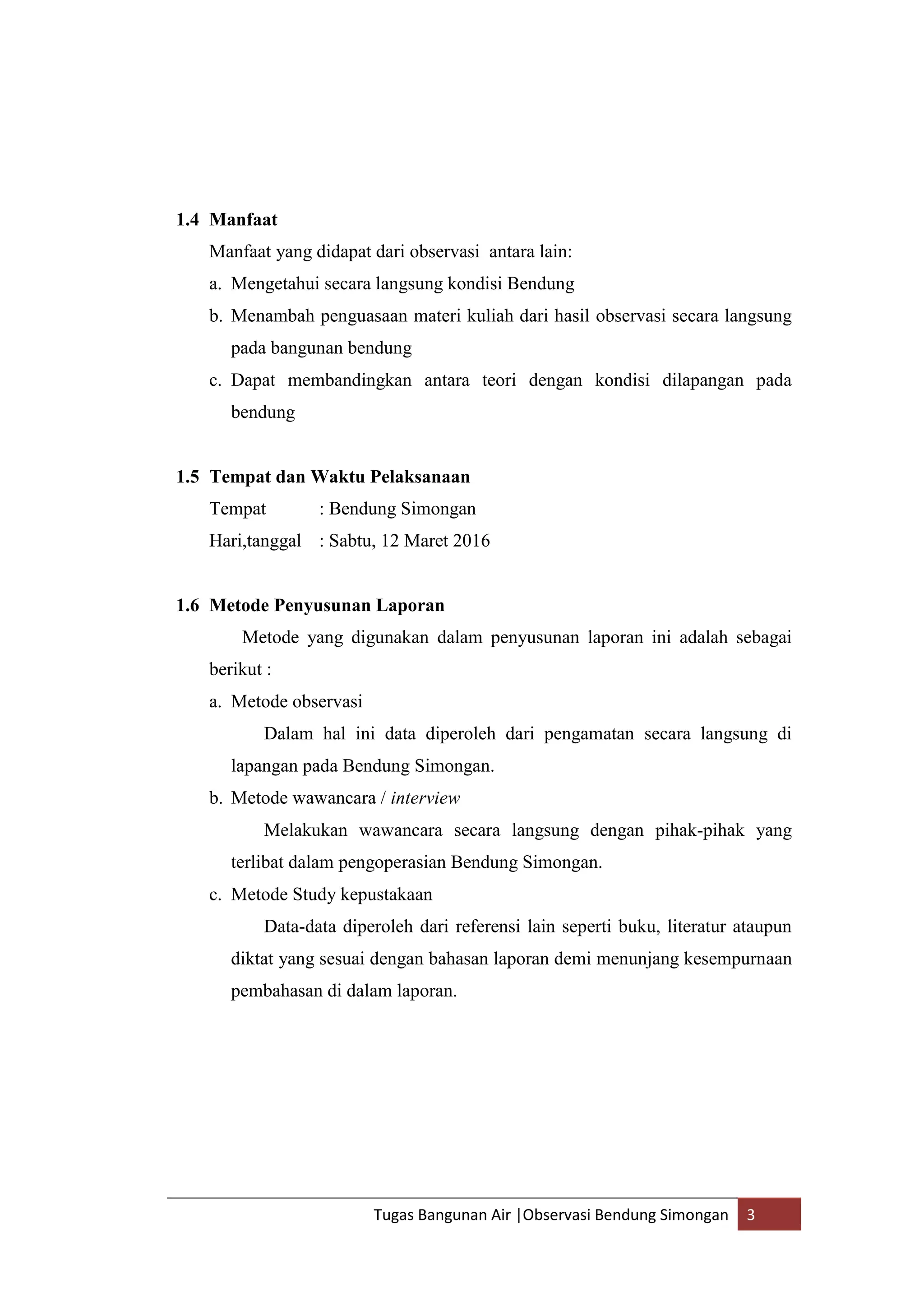 Laporan observasi bendung simongan | PDF