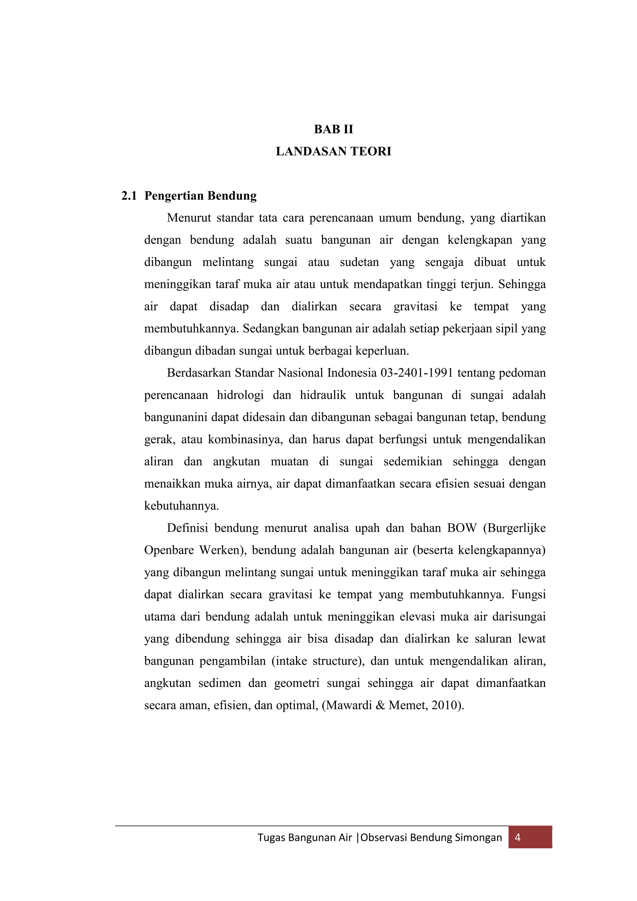 Laporan observasi bendung simongan | PDF