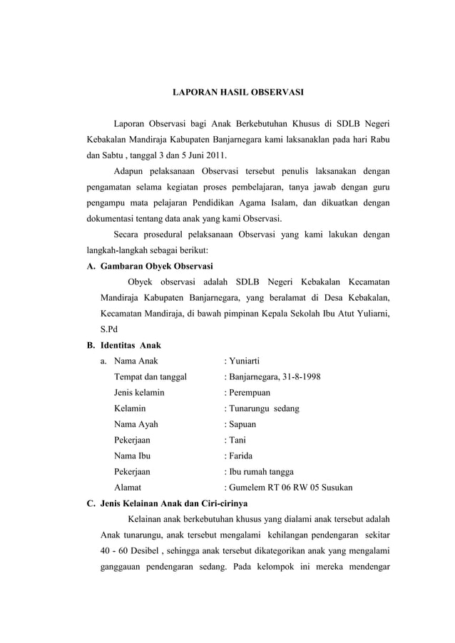 Laporan observasi slb | DOCX