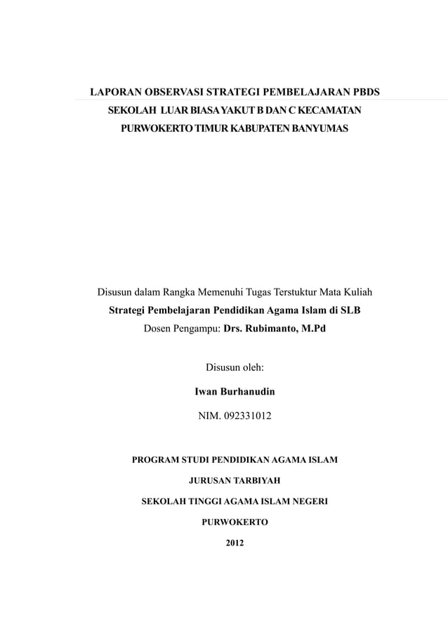 Laporan observasi slb strategi pembelajaran | RTF