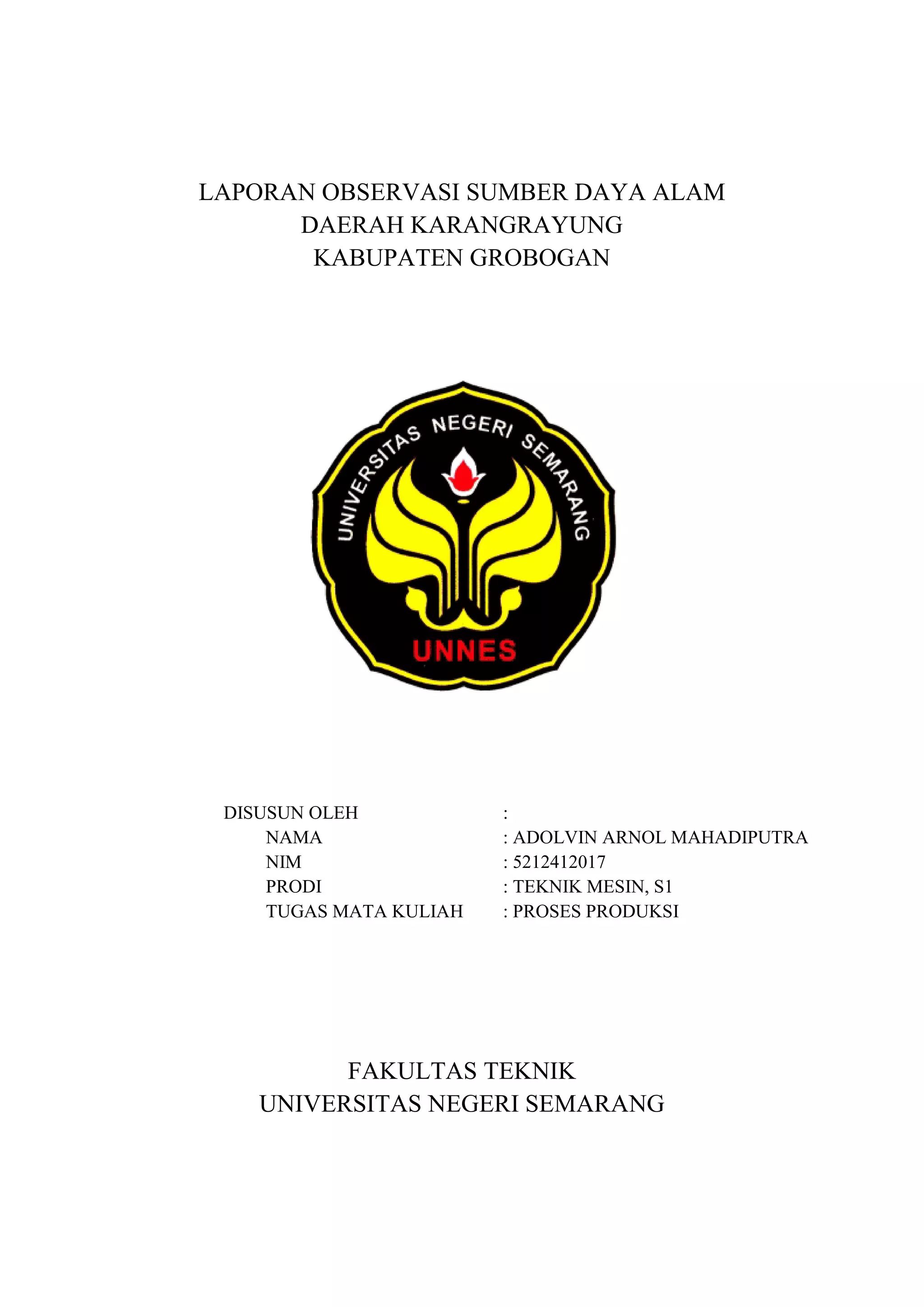 Laporan observasi sumber daya alam | PDF