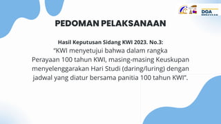 LAPORAN PANITIA 100 TAHUN Konferensi Waligereja Indonesia | PPTX