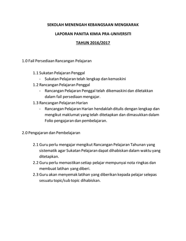 Laporan panitia kimia 2016 2017 | DOCX