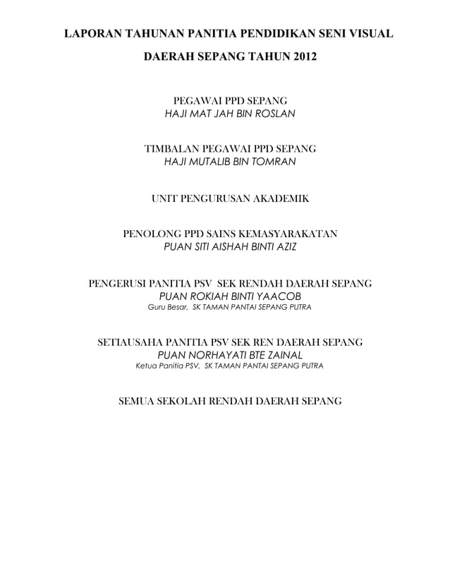 Laporan panitia psv daerah | PDF