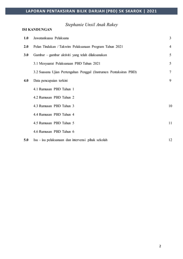 Contoh Laporan PBD | DOCX