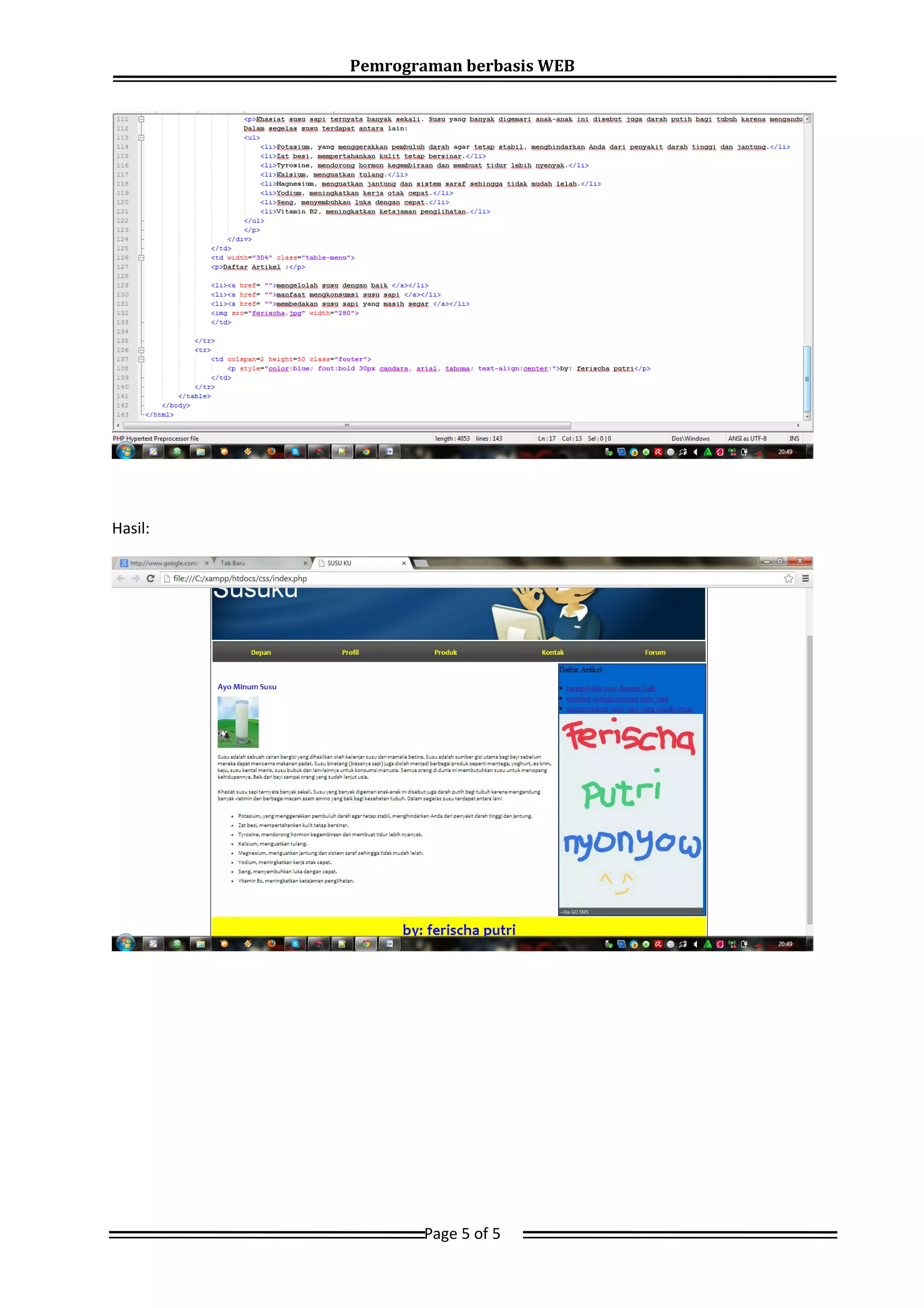 Laporan pbw CSS ferischa | DOC