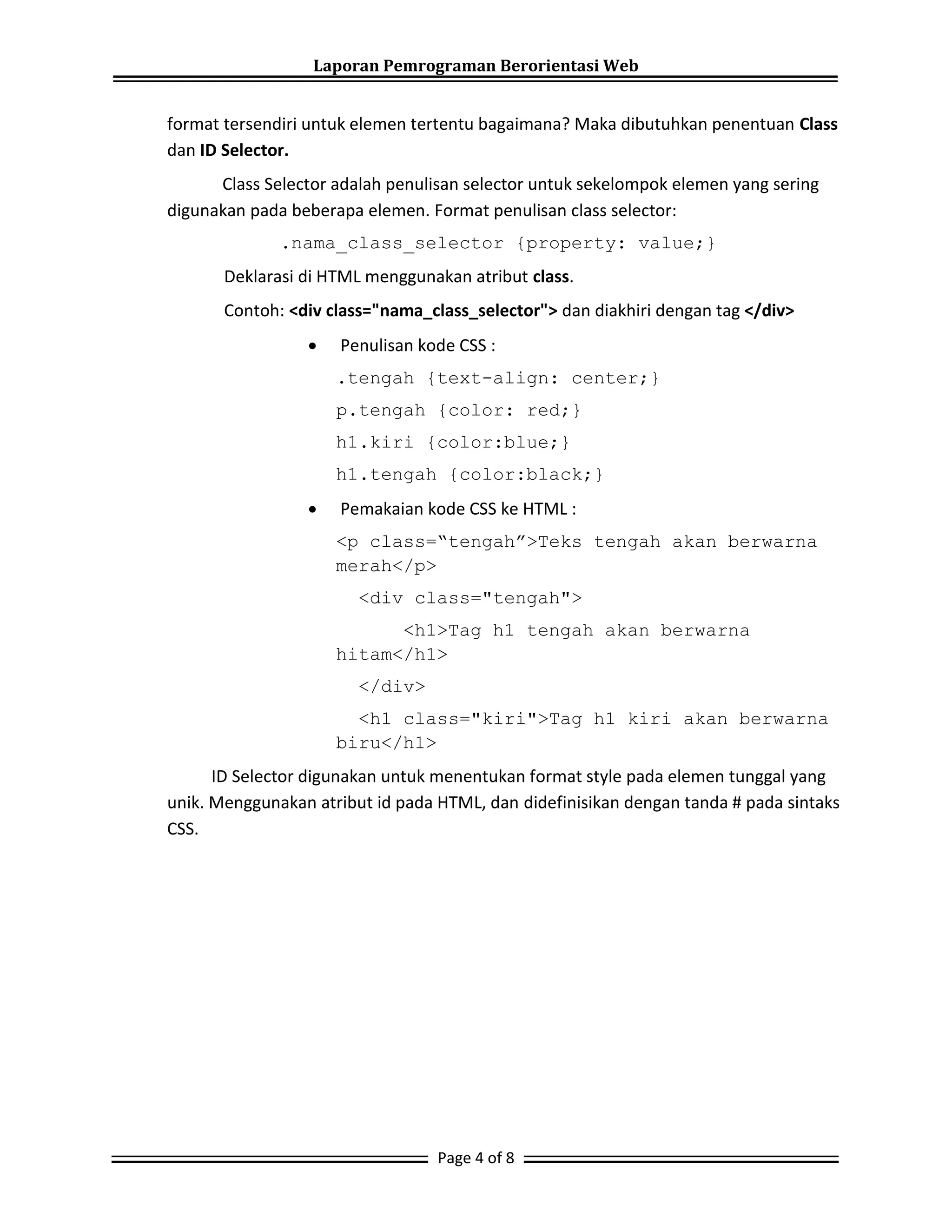 Laporan pbw css | DOC