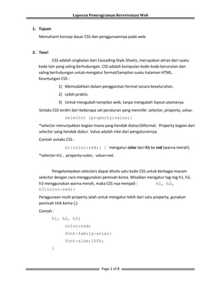 Laporan pbw css | DOC