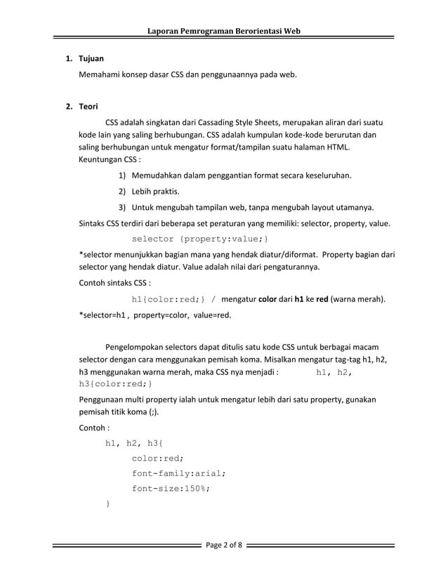 Laporan pbw css | PDF