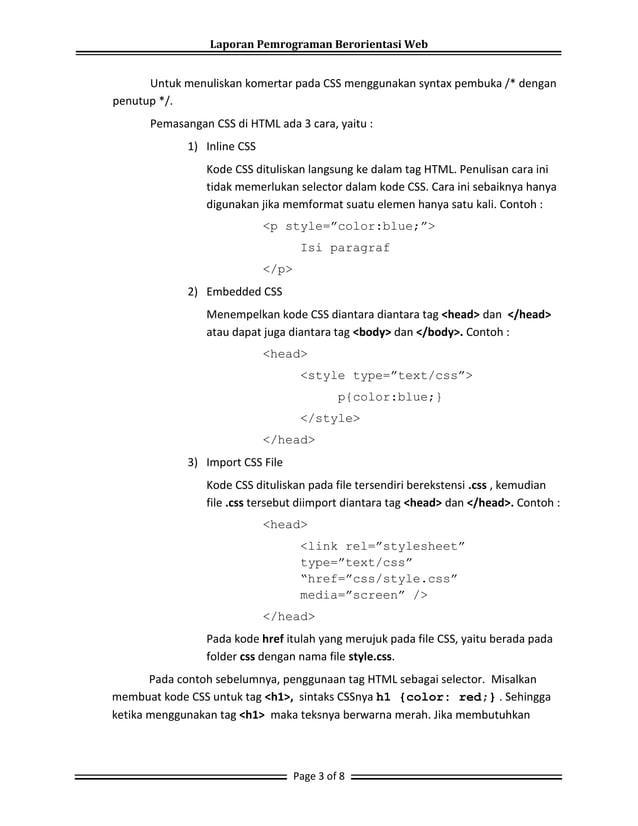 Laporan pbw css | PDF