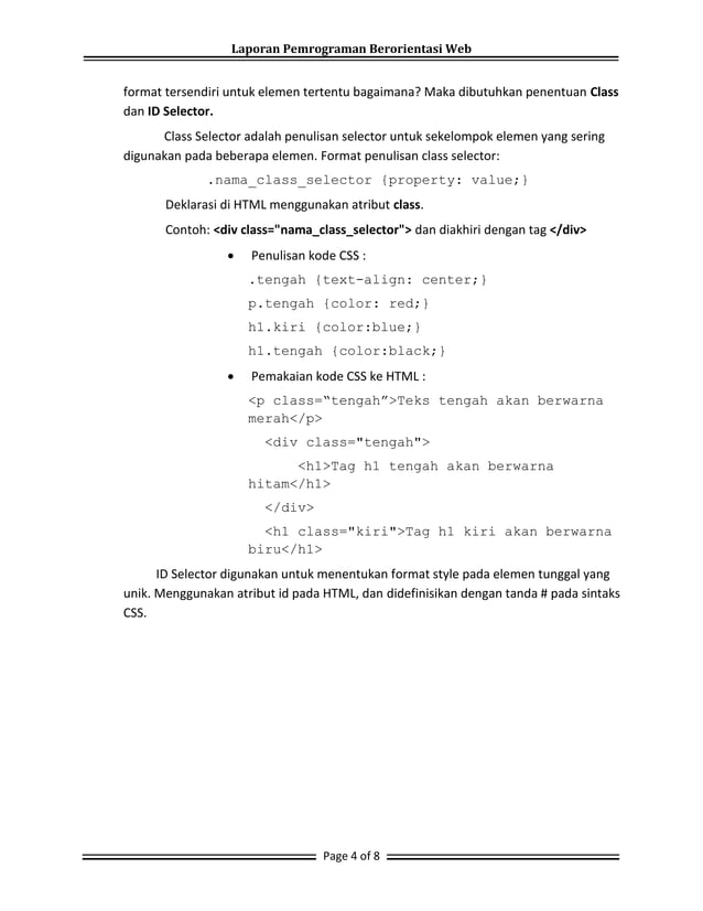 Laporan pbw css | PDF