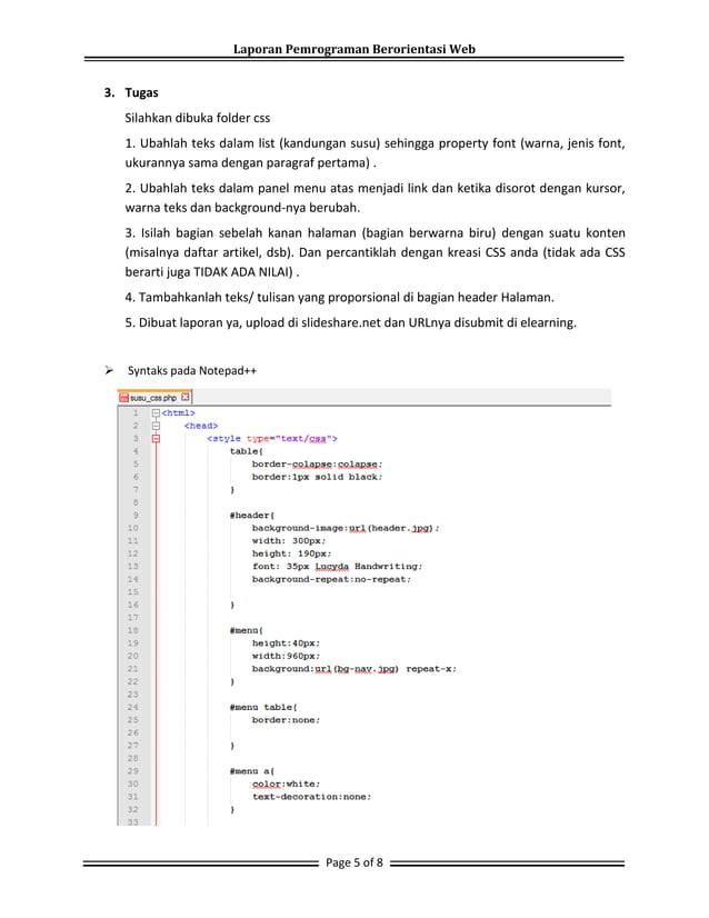 Laporan pbw css | PDF
