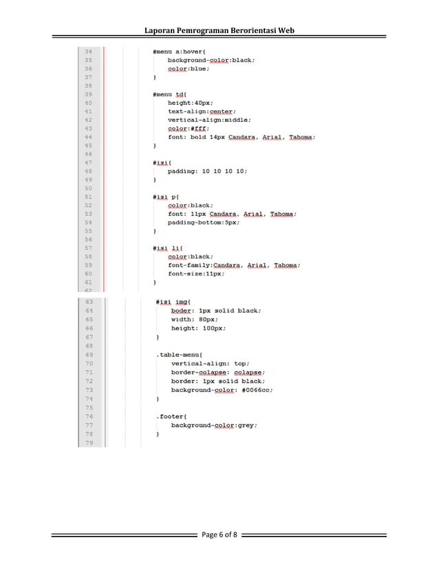 Laporan pbw css | PDF