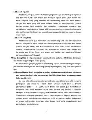 Laporan pelaksanaan pengaplikasian teori pembelajaran konstruktivisme ...