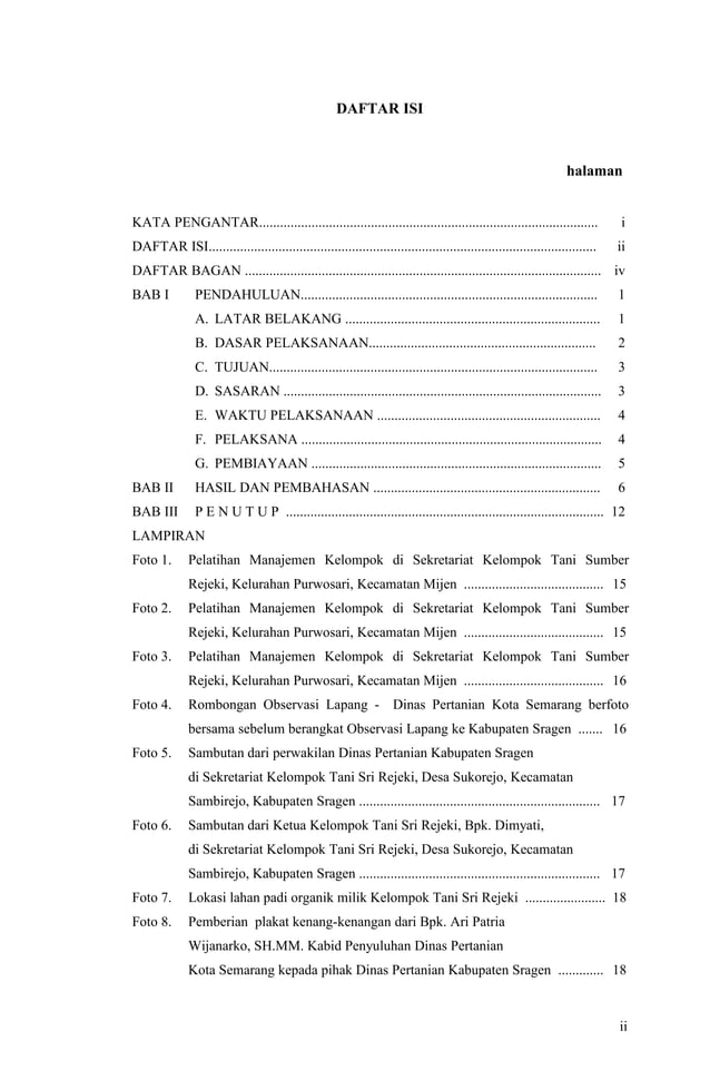 Laporan Pelatihan Manajemen Kelompok dan Observasi Lapang ke Kabupaten Sragen | PDF