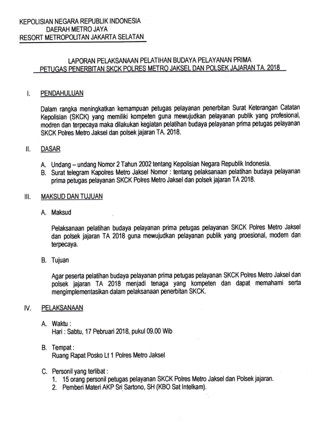 Laporan pelatihan pelayanan prima | PDF