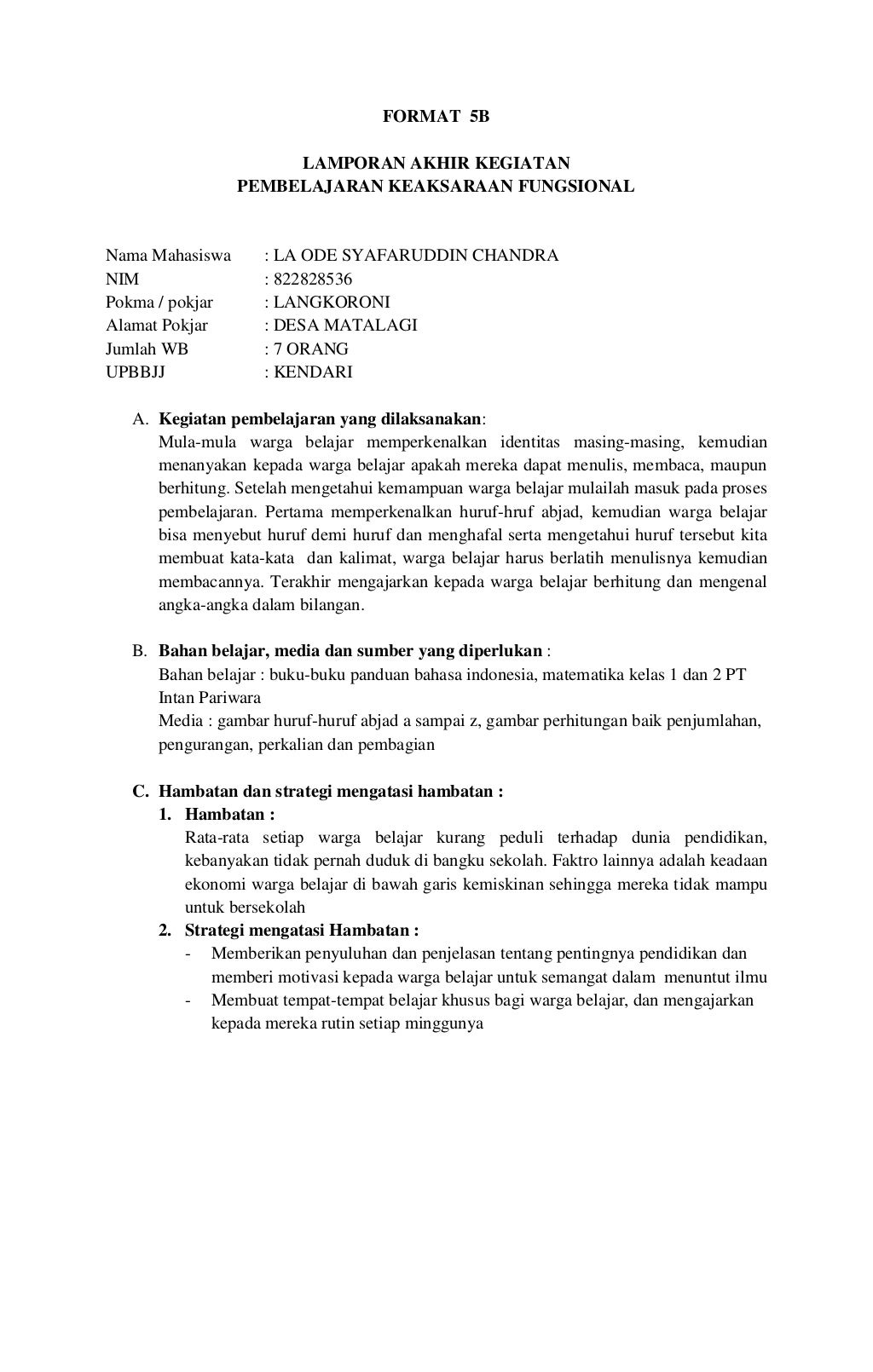 Laporan pembelajaran