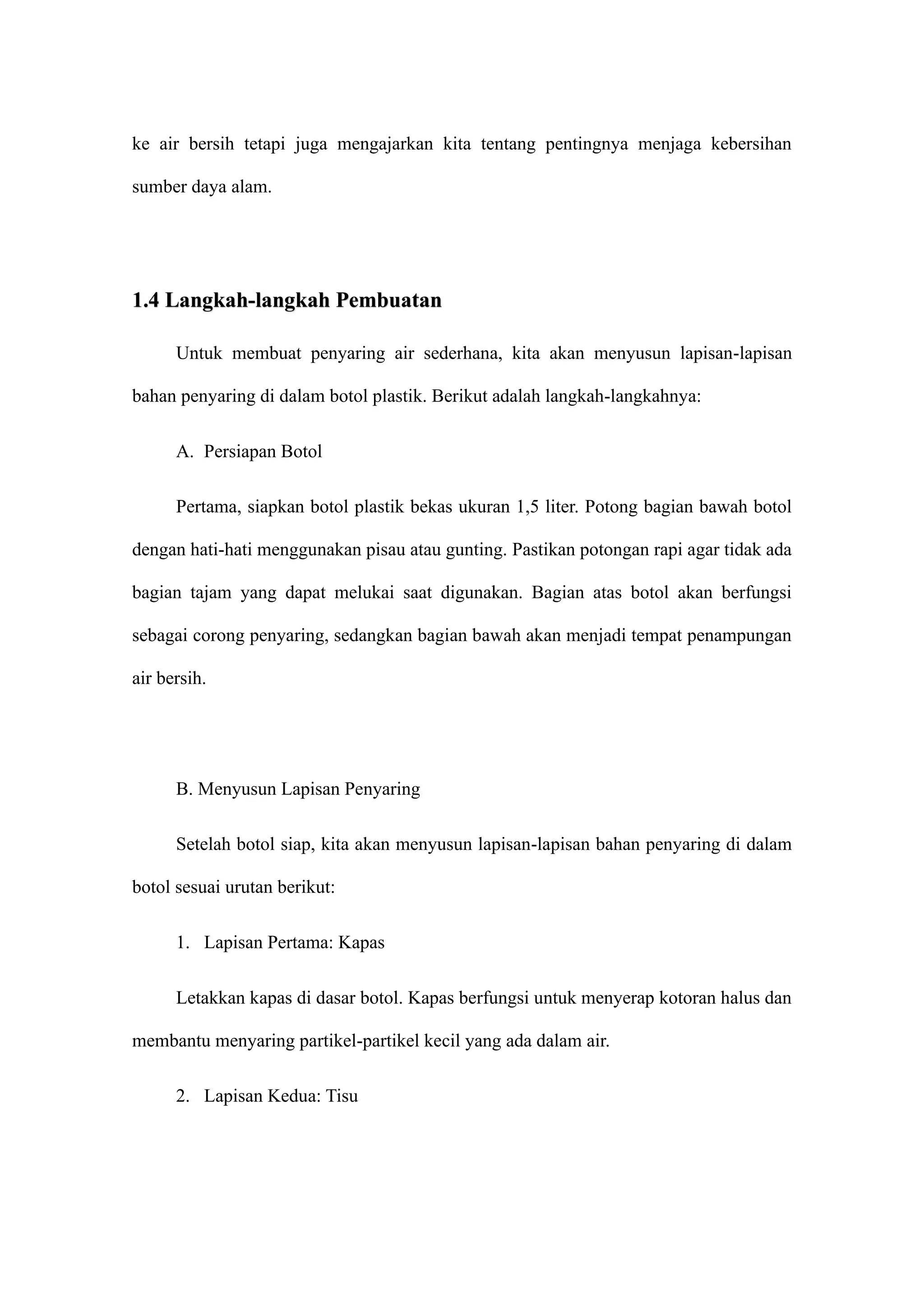 LAPORAN PEMBUATAN ALAT PENYARING AIR SEDERHANA Kelas X.E9 Kelompok 6 | PDF