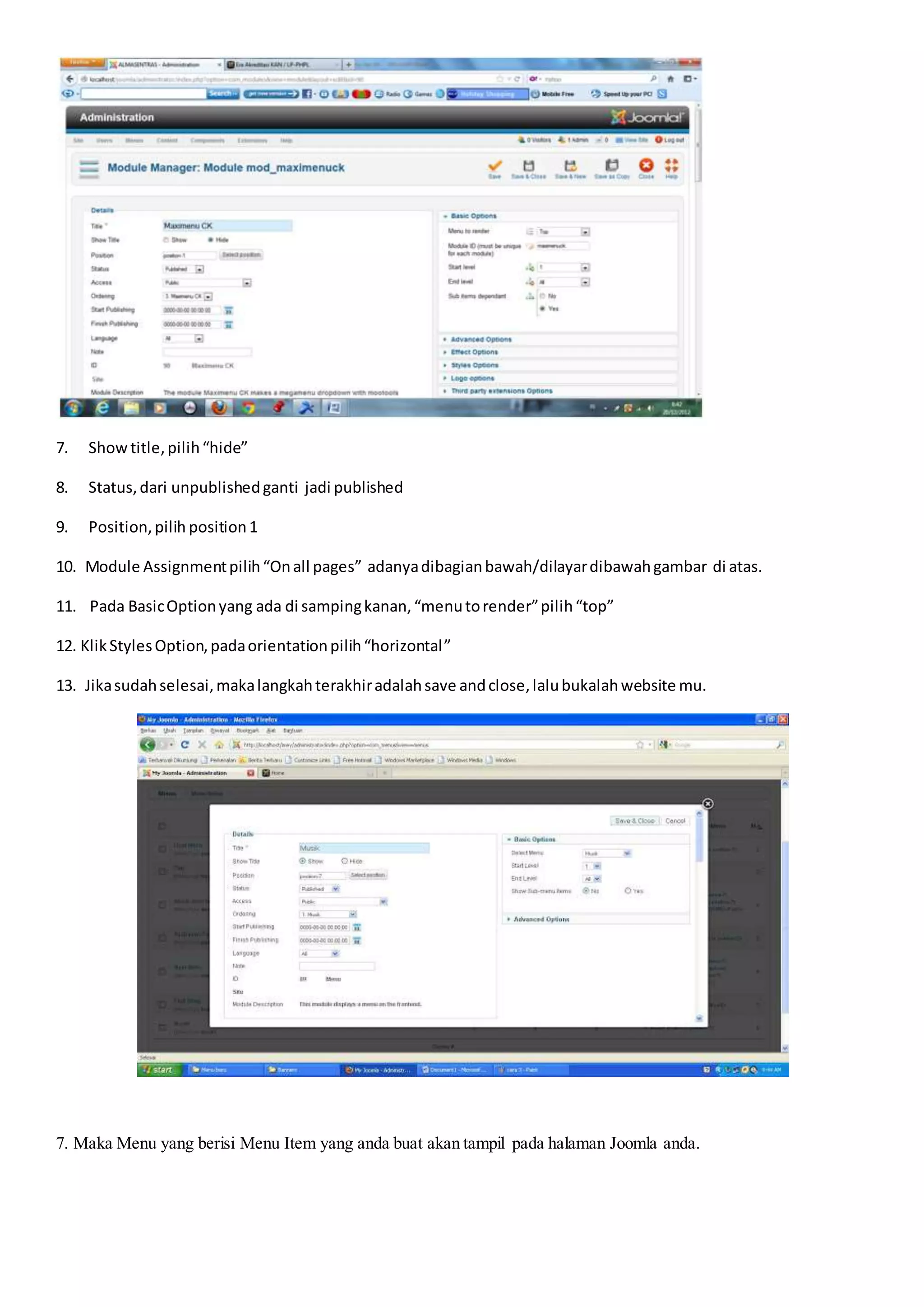 Laporan pembuatan desain web joomla | DOCX