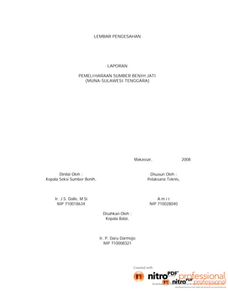 Laporan pemeliharaan benih jati di kabupaten muna | PDF