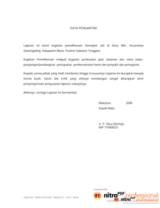 Laporan pemeliharaan benih jati di kabupaten muna | PDF