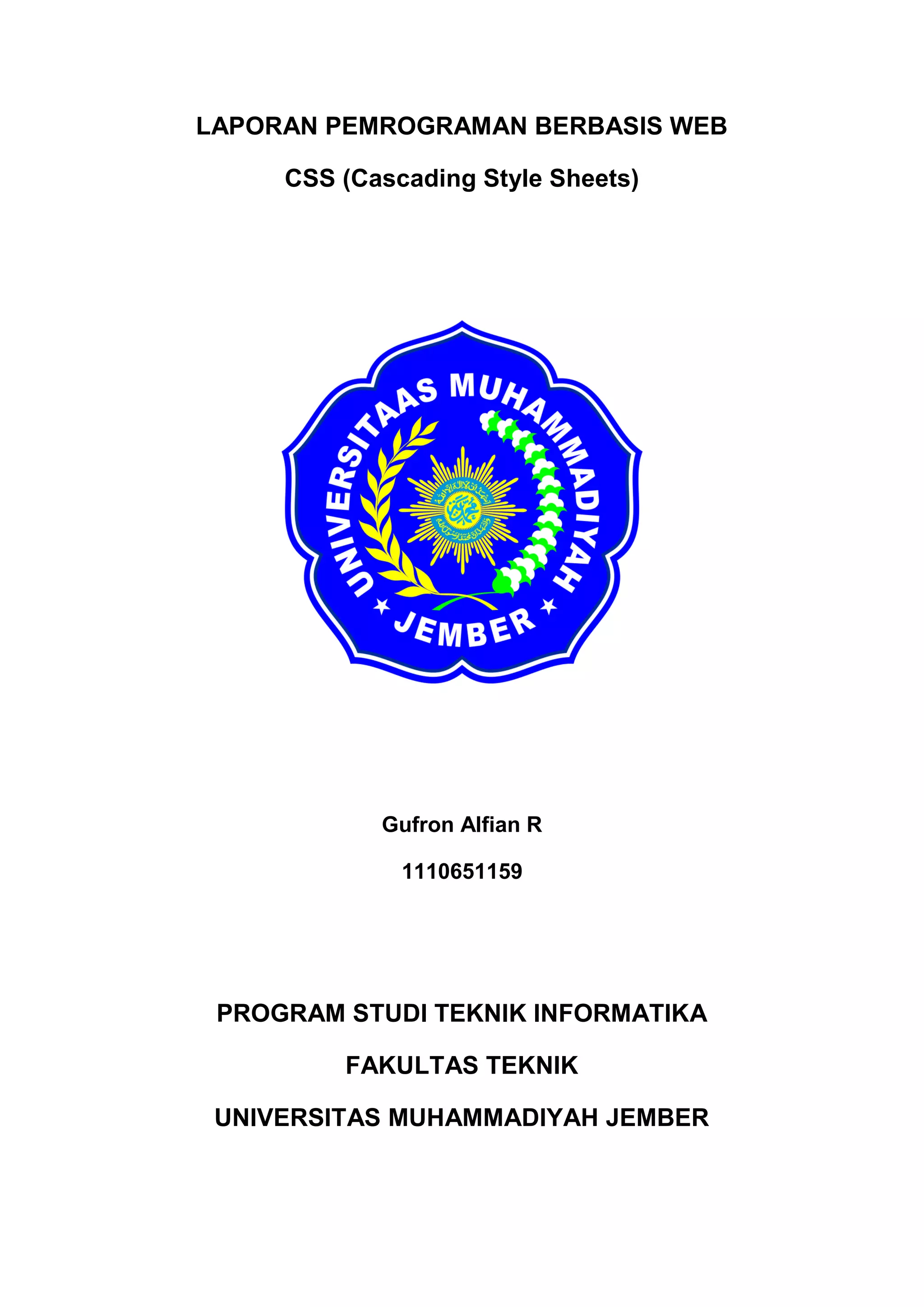 Laporan pemrograman berbasis web (CSS) | PDF