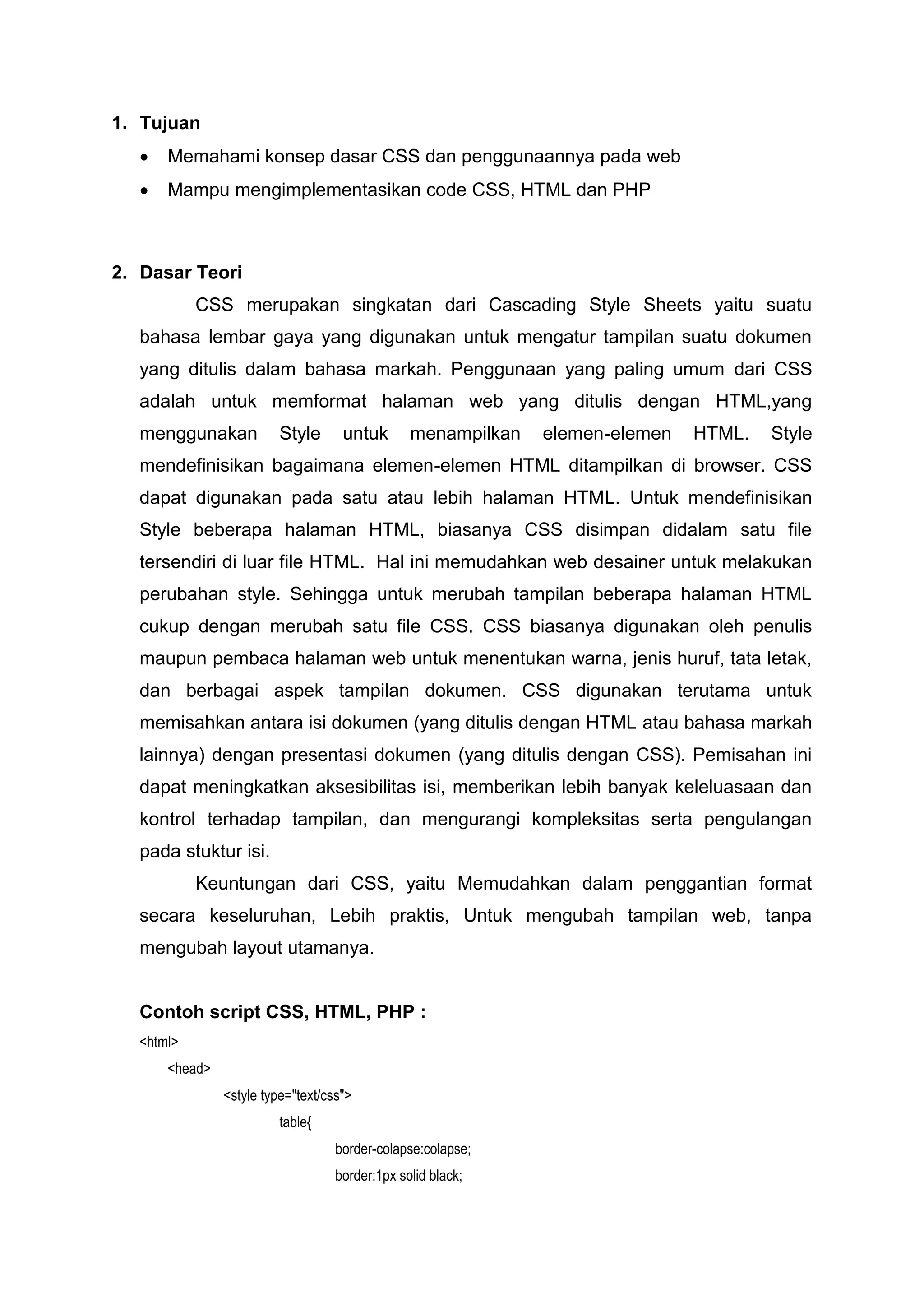 Laporan pemrograman berbasis web (CSS) | PDF