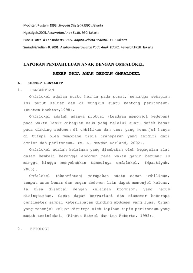 Laporan pendahuluan anak dengan omfalokel | DOCX