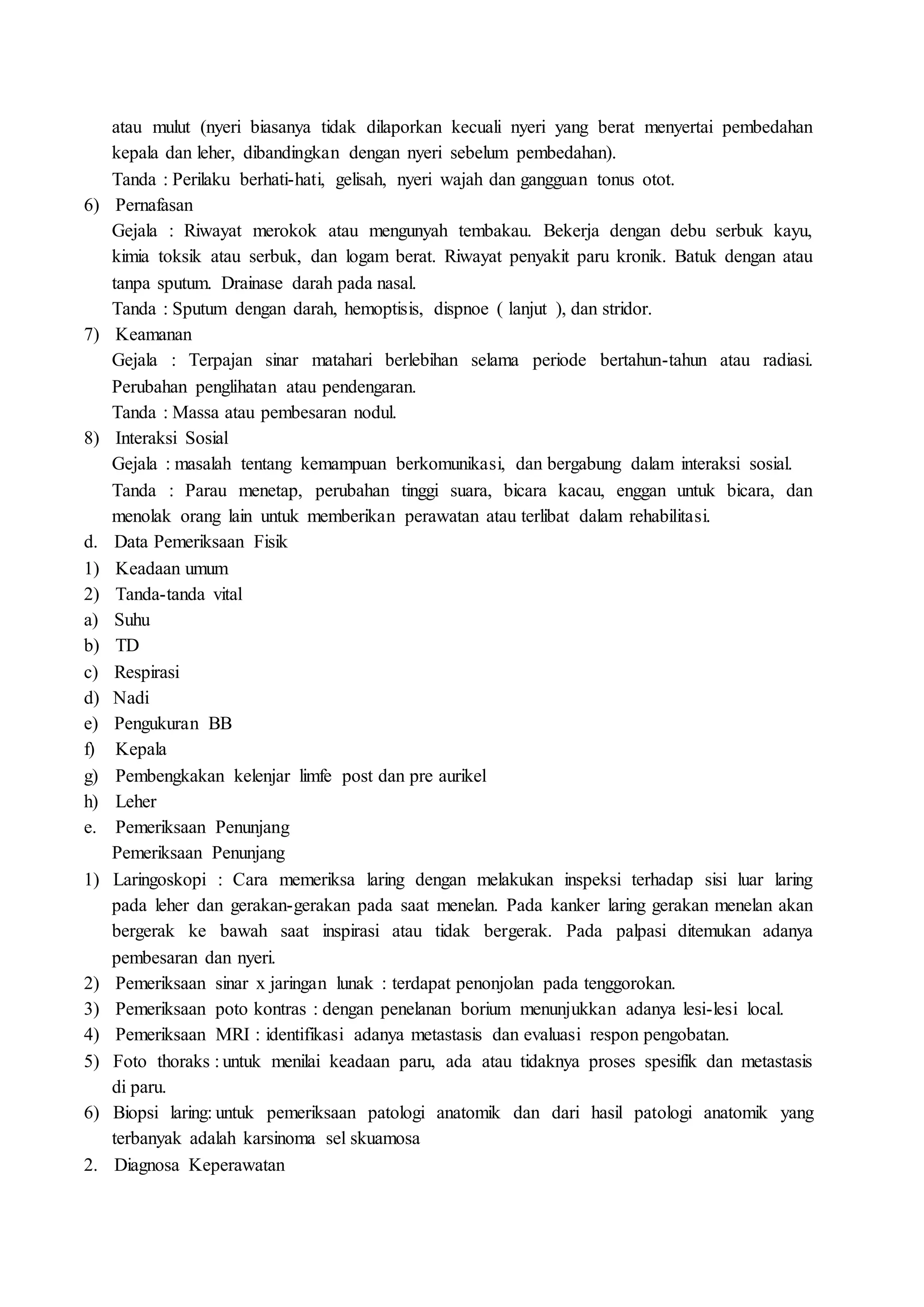 Laporan pendahuluan ca laring | DOCX