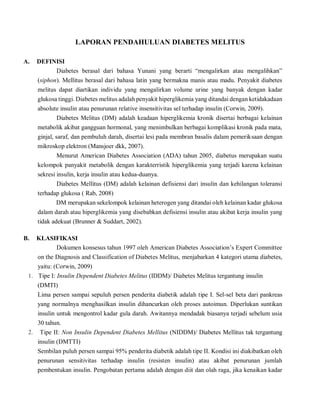LAPORAN PENDAHULUAN DIABETES MELITUS | PDF