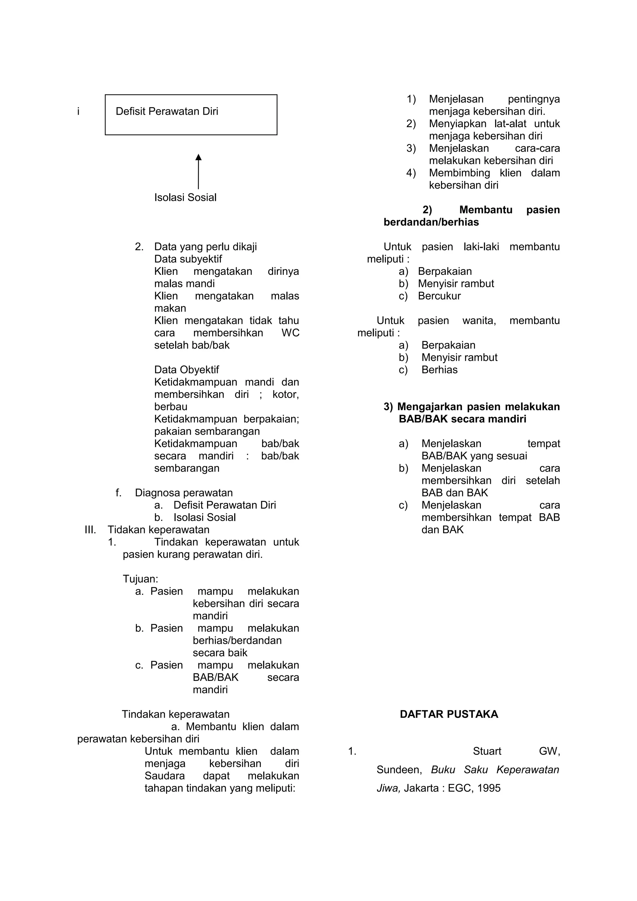 Laporan Pendahuluan Jiwa - Defisit Perawatan Diri | DOC